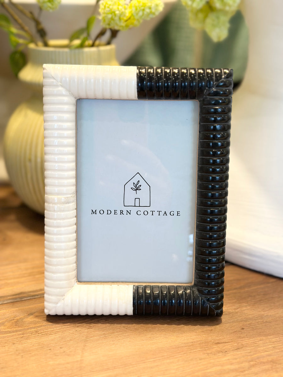 Ribbed Bone & Black Frames – Modern Cottage Tulsa, OK